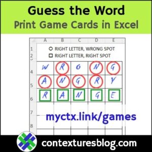 Excel Template Guess the Word Game Cards – Contextures Blog
